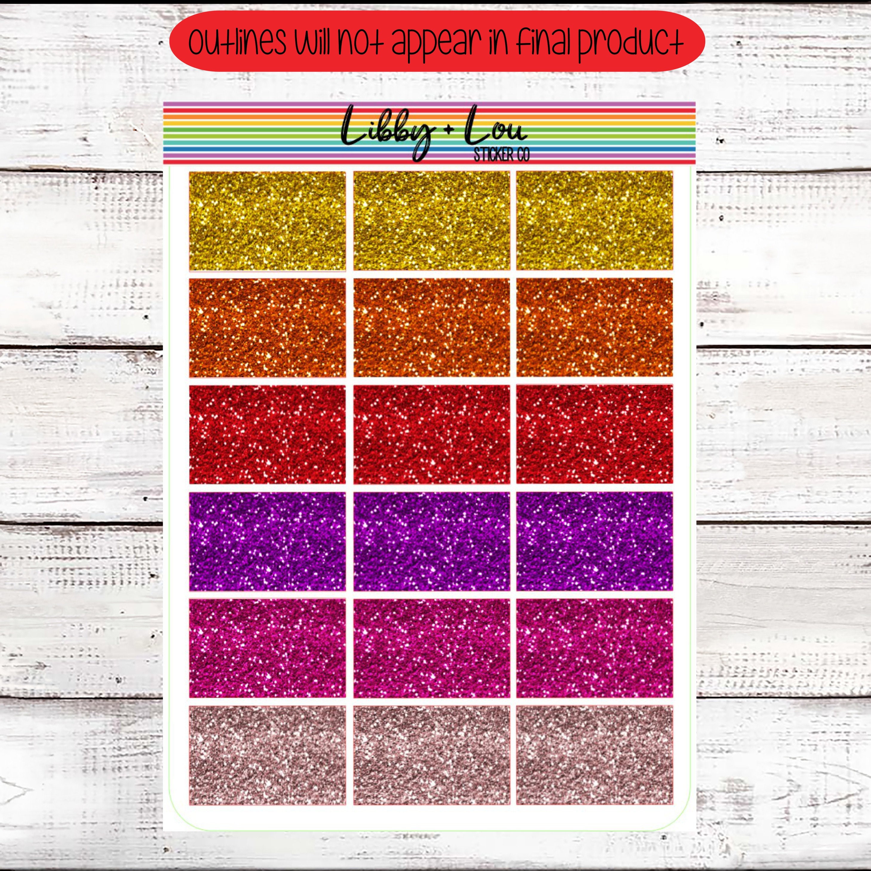 Glitter Half Box Planner Sticker Rainbow Erin Condren | Etsy