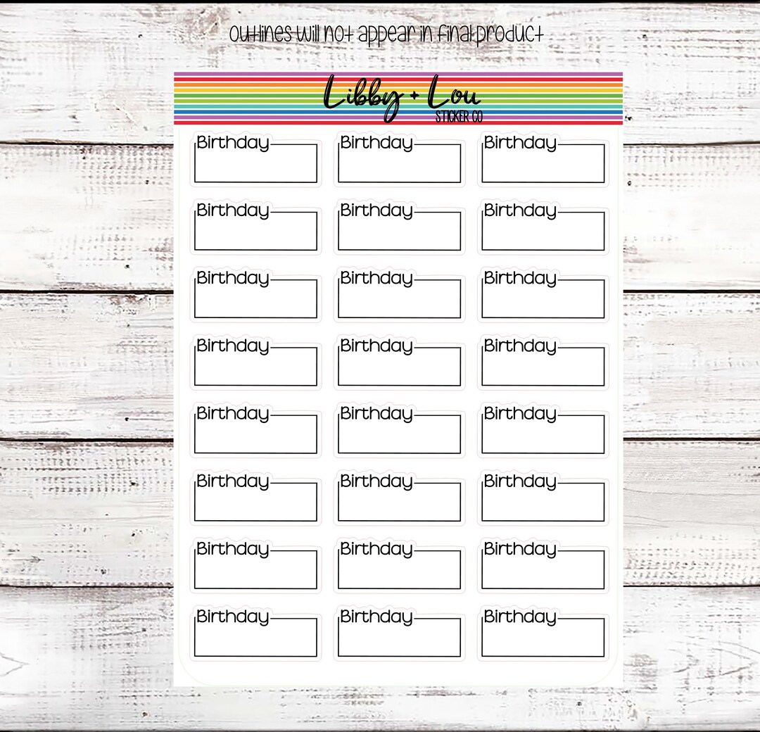 Birthday Box Planner Stickers | Neutral Sticker | Libby and Lou Sticker ...