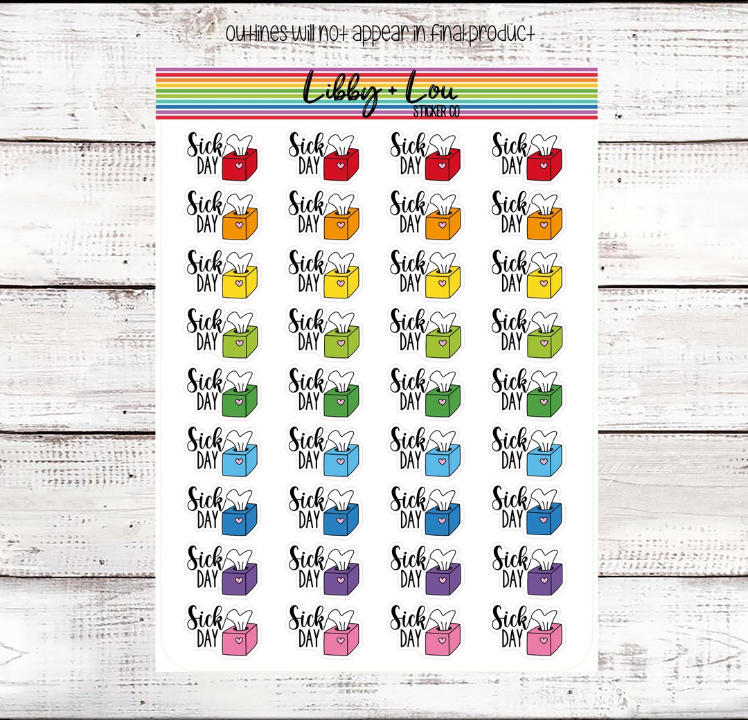 Sick Day Planner Stickers | Self Care | Day off | Work Stickers | Libby ...