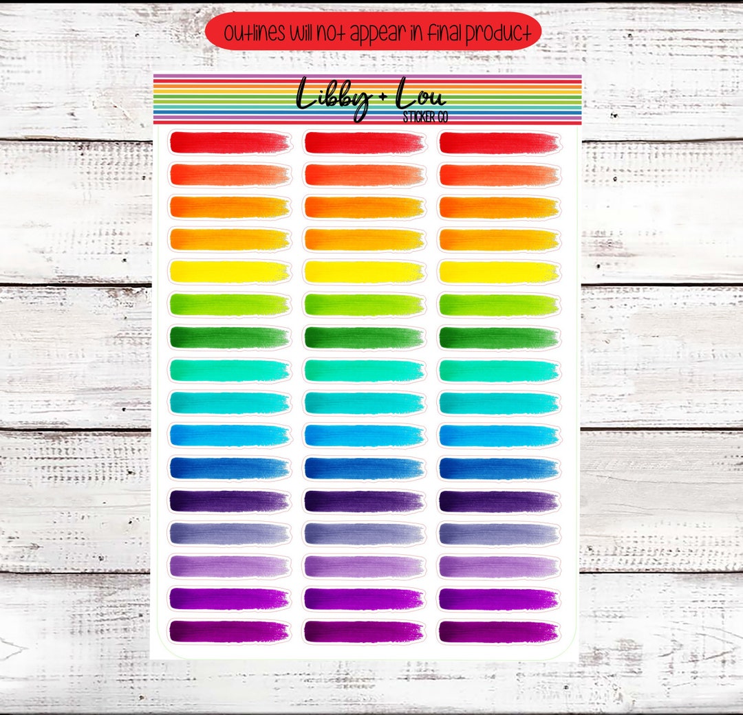 Paint Strokes Planner Sticker Sticker Basics Rainbow - Etsy