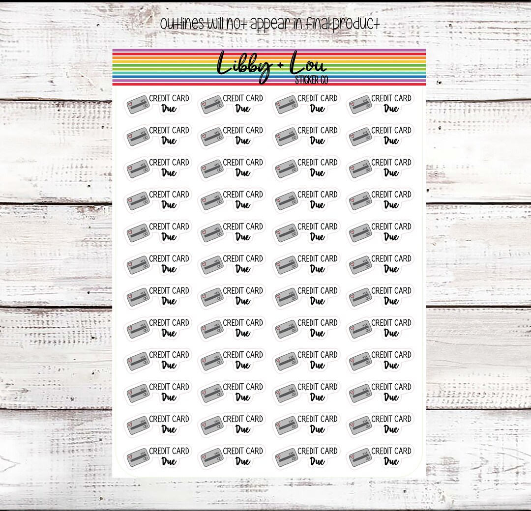 Credit Card Due Planner Sticker | Libby and Lou Sticker Co - Etsy