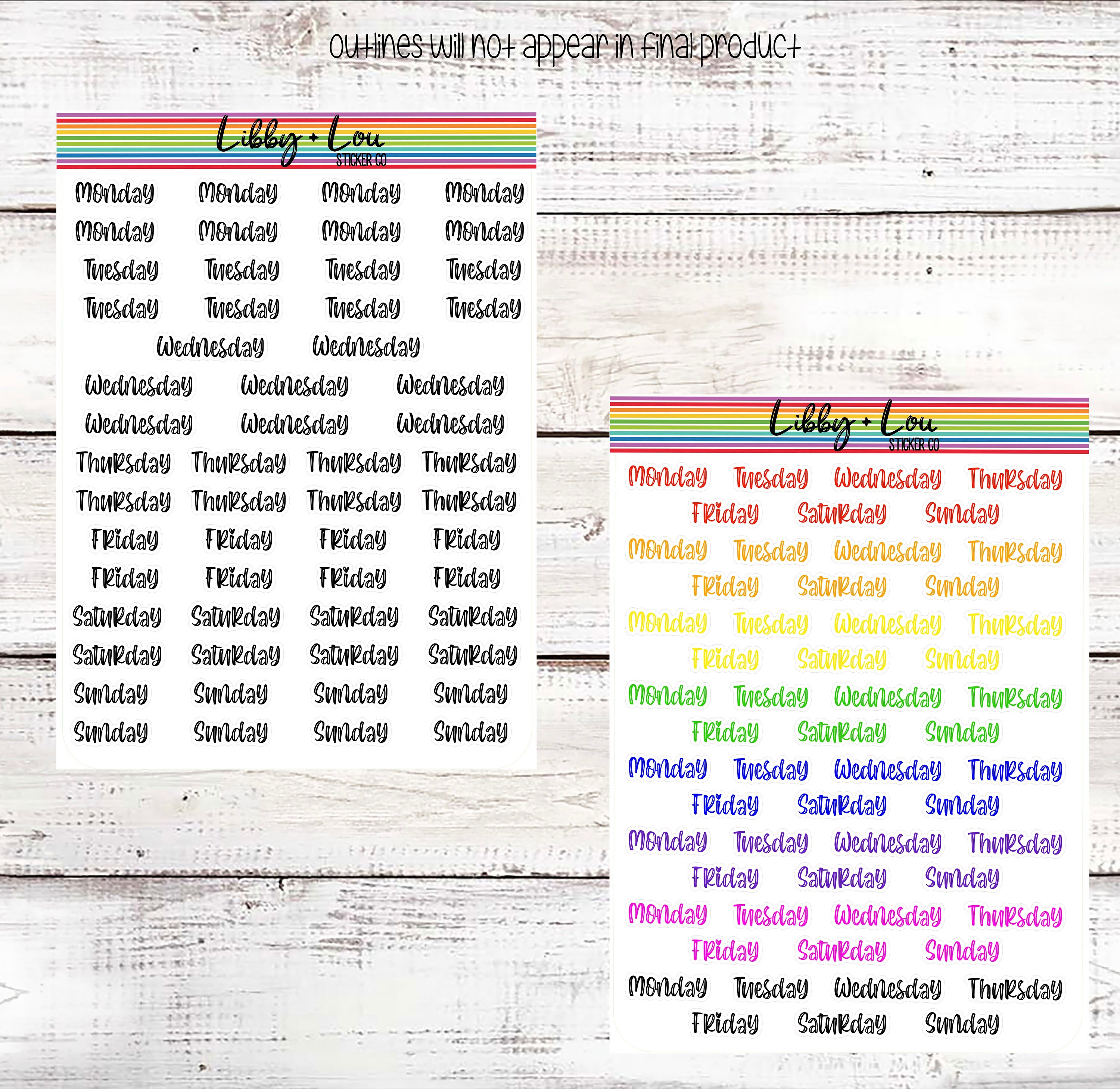 Days of the Week Planner Sticker Change the Dates of Your - Etsy