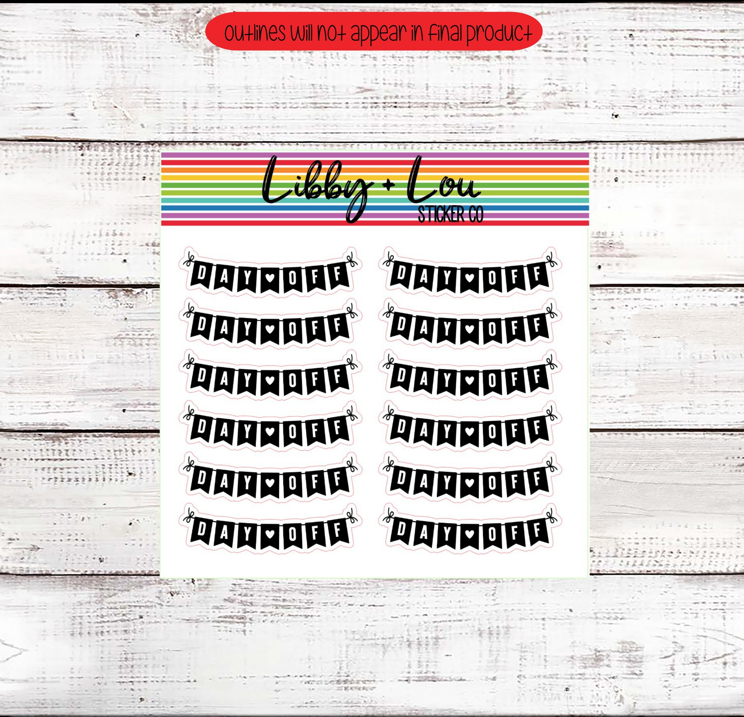 Day off Planner Stickers Rainbow Neutral Banner Stickers - Etsy