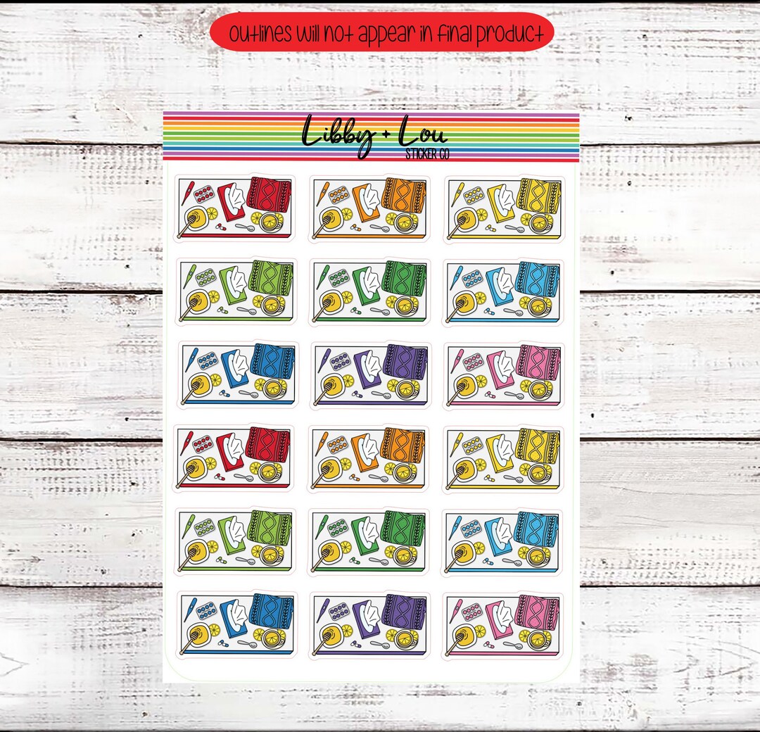 Planner Stickers Sick Day Flat Lay Self Care Day off - Etsy
