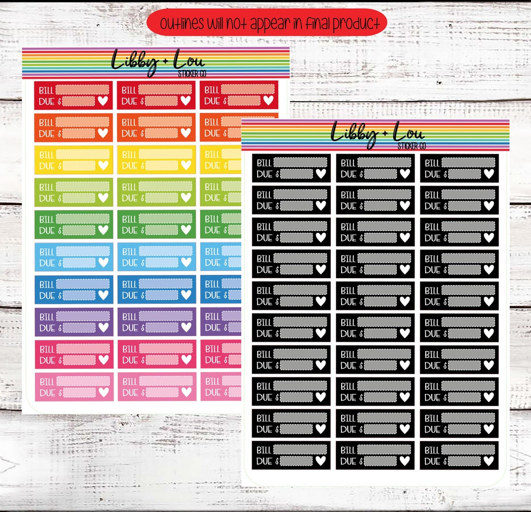 Bill Due Planner Stickers | Monthly Planner Sticker | Budget Planner ...