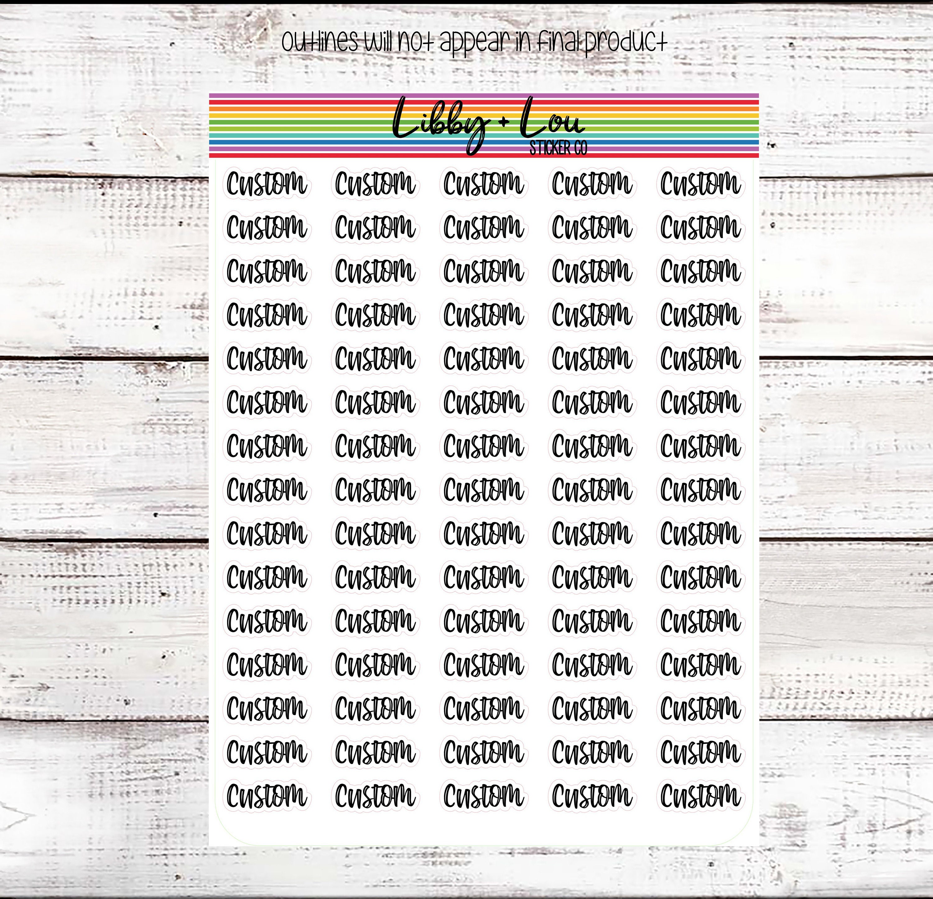 CUSTOM TEXT Sticker Typography Script Words Planner Sticker - Etsy