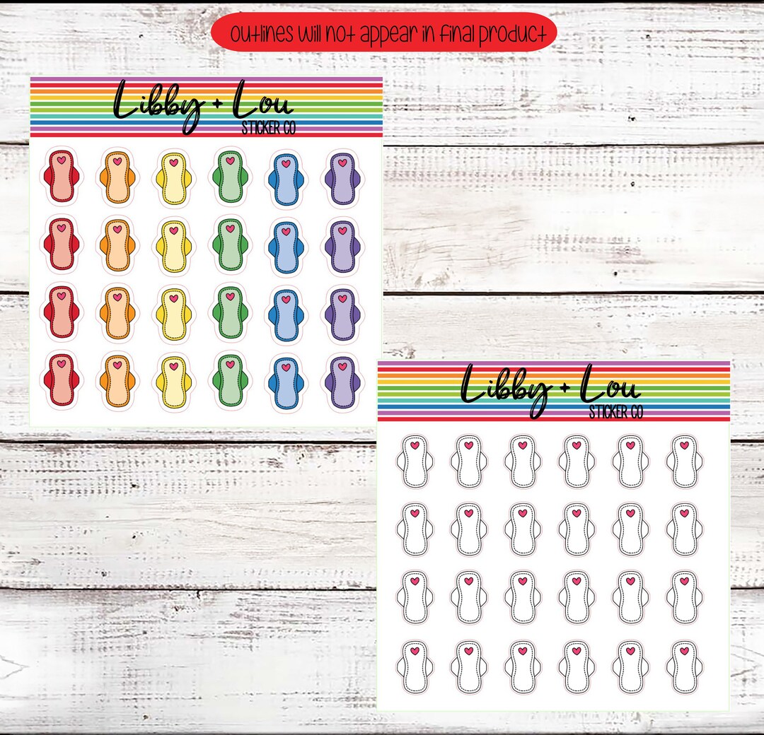 Menstrual Pads Planner Stickers Shark Week Neutral - Etsy