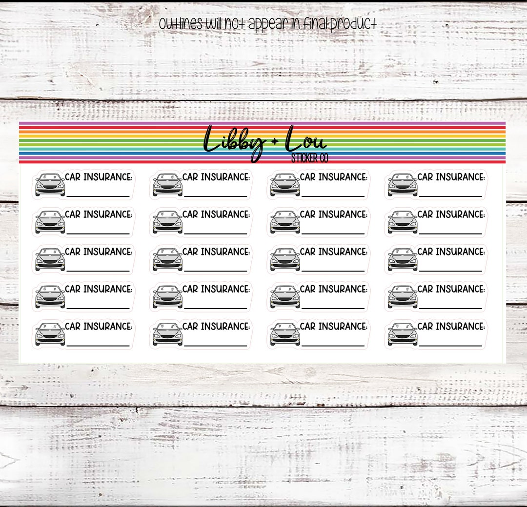 Car Insurance Planner Stickers | Bill Pay | Budget Planner | Monthly ...
