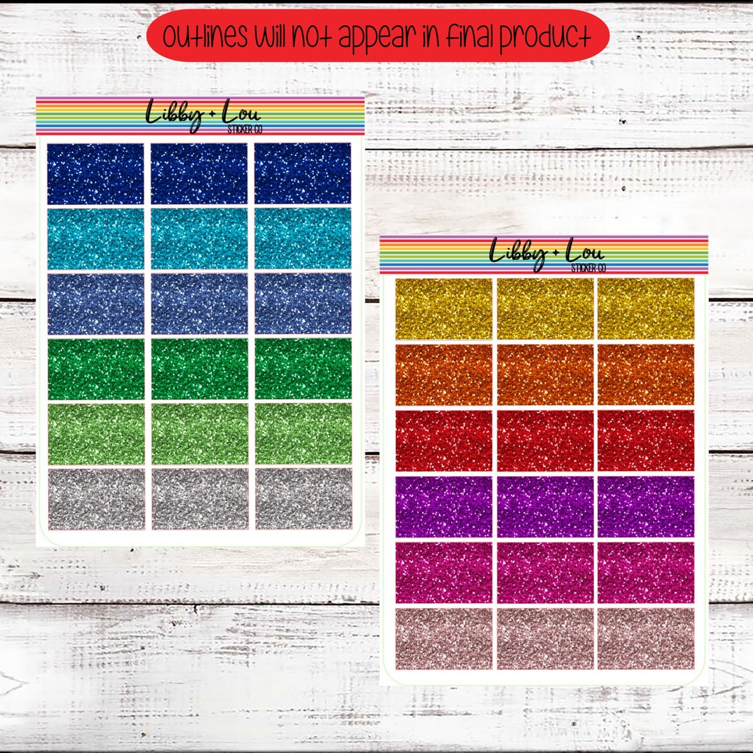Glitter Half Box Planner Sticker | Rainbow | Vertical Planner ...