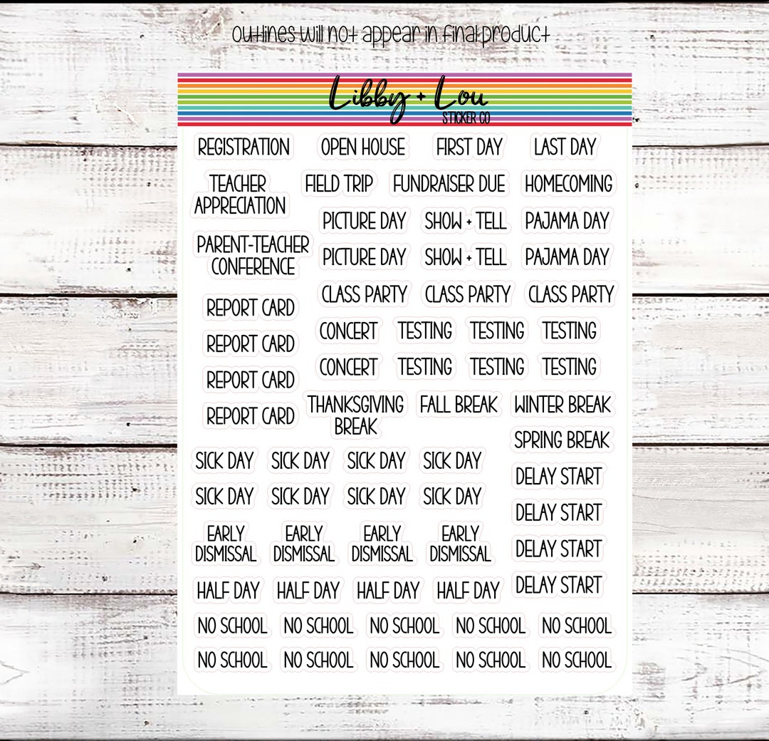 School Planner Stickers | Field Trip Stickers | No School | Testing ...