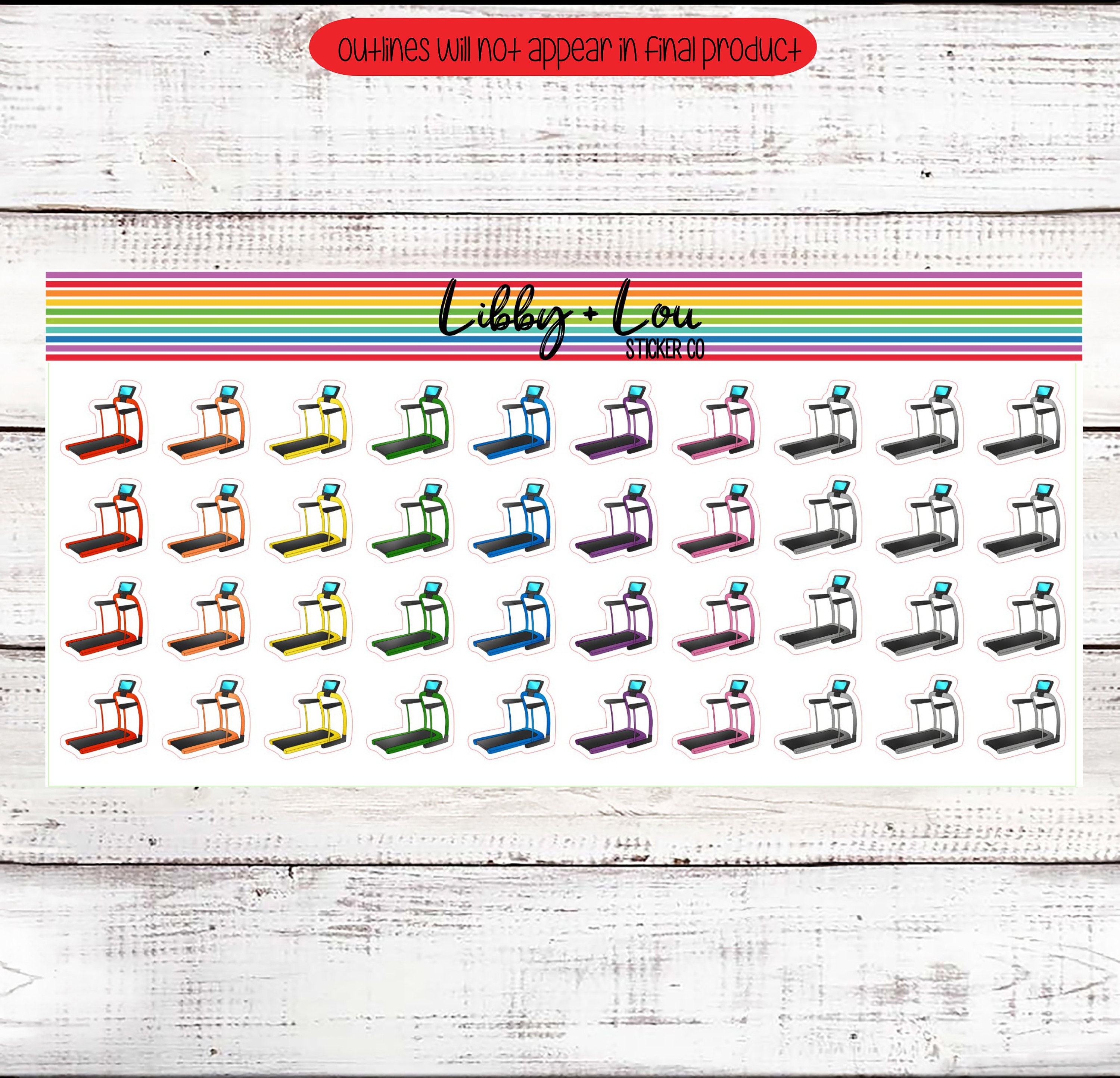 Treadmill Planner Sticker Cardio Workout Removable Sticker - Etsy