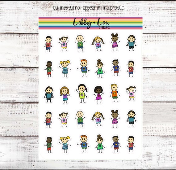 Kids Stick Figure Planner Sticker Childcare Playdate - Etsy