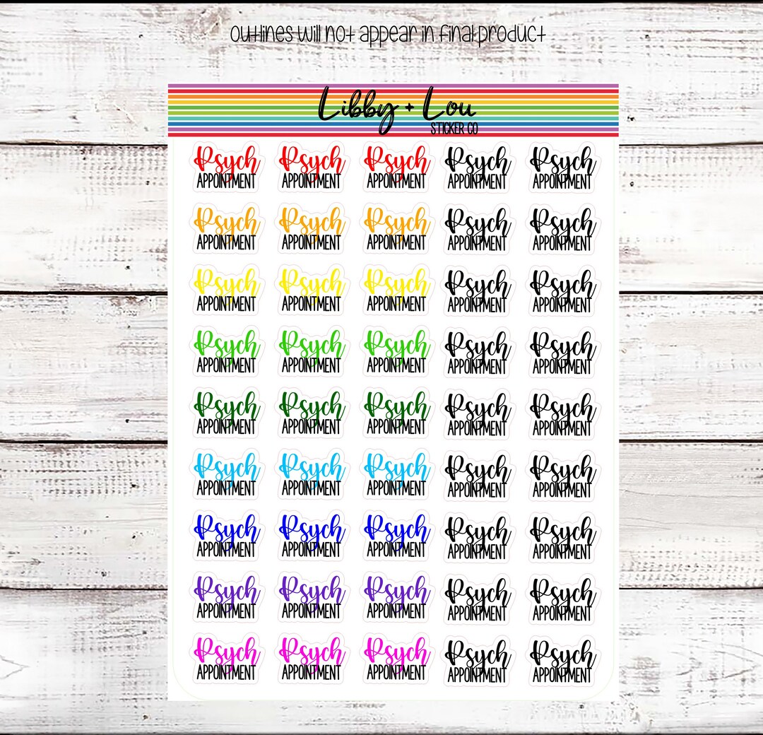 Psych Appointment Planner Sticker | Script Sticker | Rainbow and ...