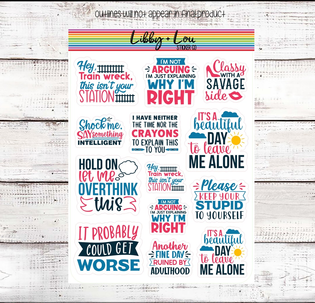 Sassy Planner Sticker | Funny Quotes Sicker | Vertical Sticker | A5 ...