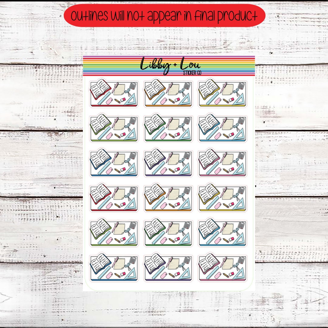 Studying Planner Sticker Flat Lay Reading College Libby and Lou Sticker ...