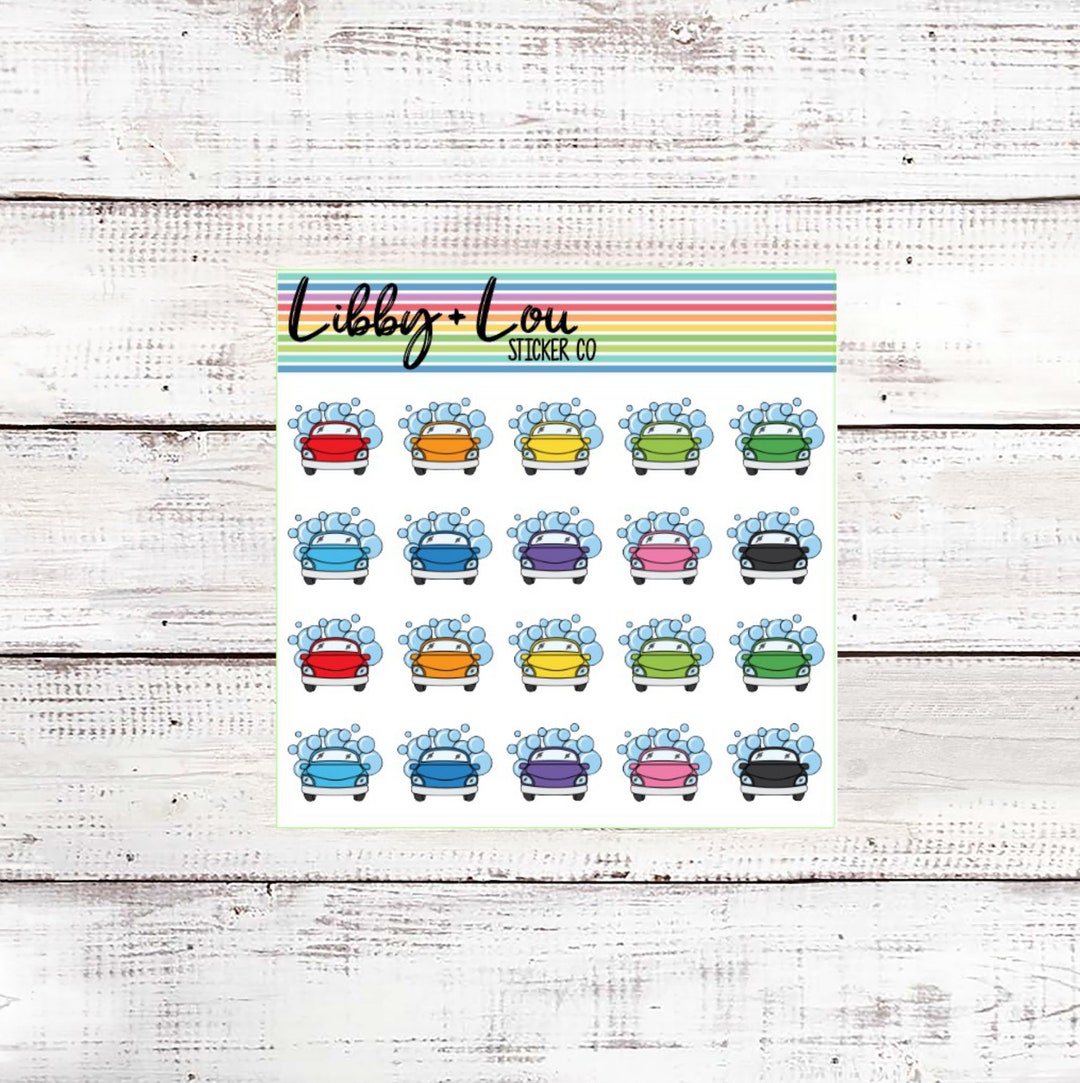 Car Wash Planner Sticker | Rainbow | Mini Stickers | Doodle Sticker ...