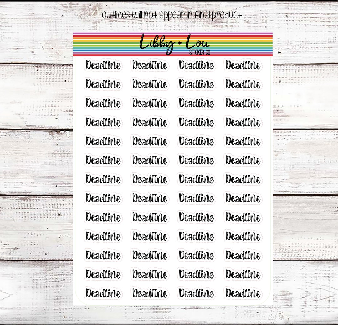 Deadline Planner Sticker Script Sticker Removable Sticker A5 Planner ...