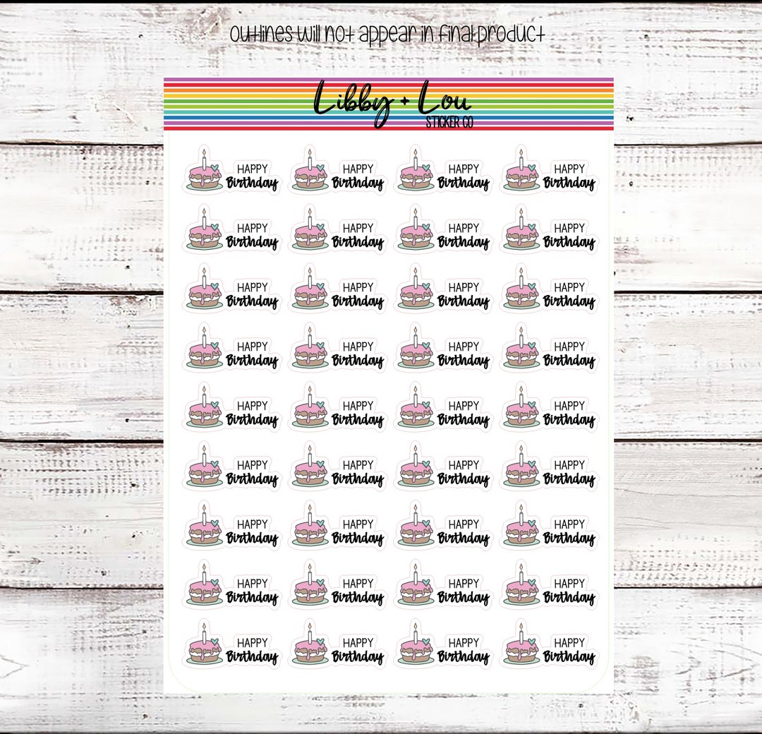 Happy Birthday Planner Sticker | Libby and Lou Sticker Co - Etsy