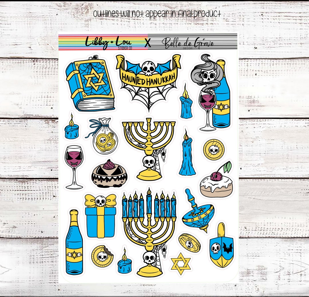 Haunted Hanukkah Sticker Menorah Sticker Gothic Skulls - Etsy