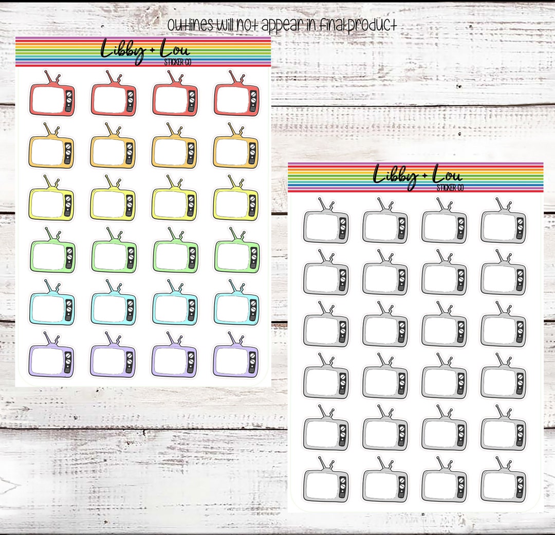 Retro Tv Show Tracker Planner Sticker | Pastel Colors and Grey Tones ...
