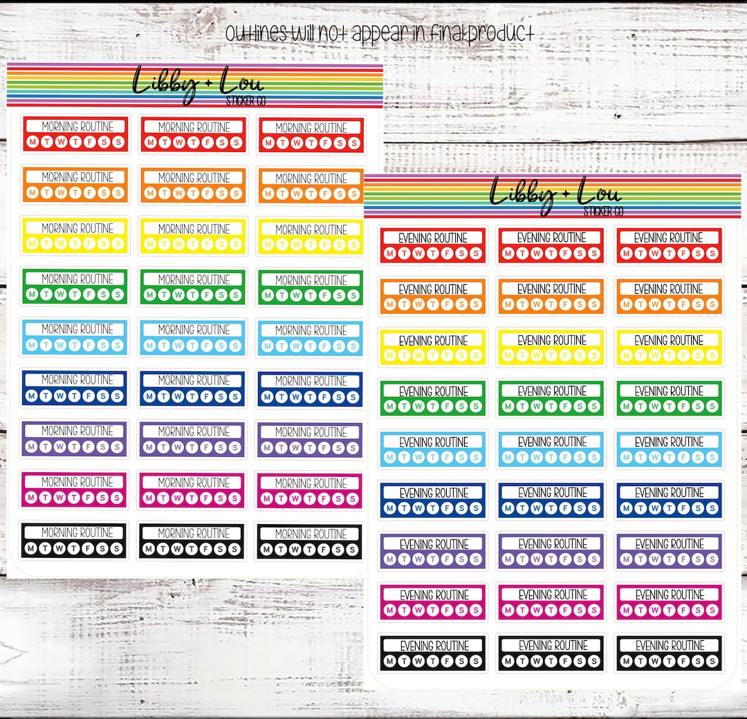 Morning and Evening Routine Habit Tracker Planner Sticker | Side Bar ...