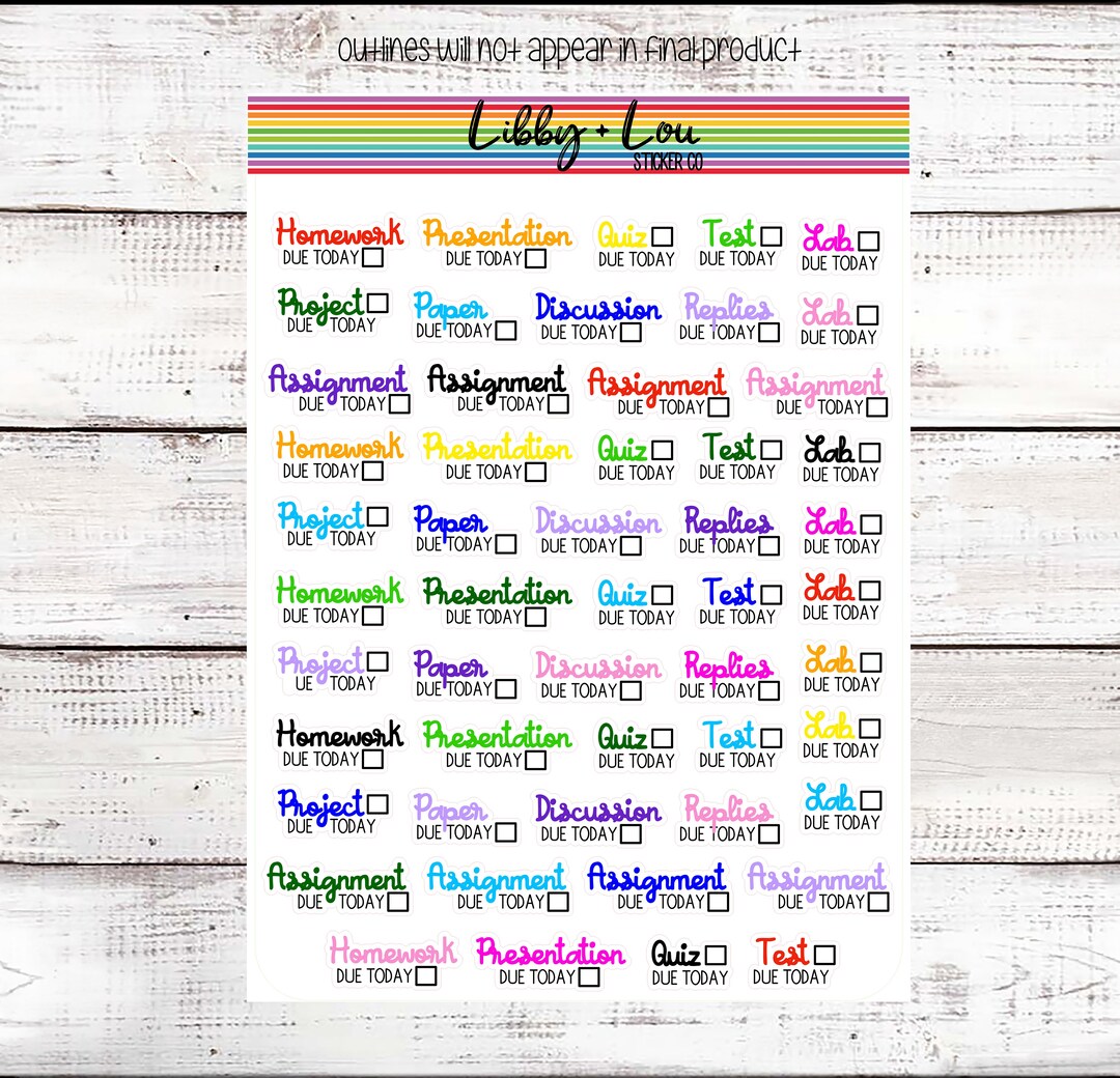 School Planner Sticker | Test | Quiz | Study | Reading | Discussion ...