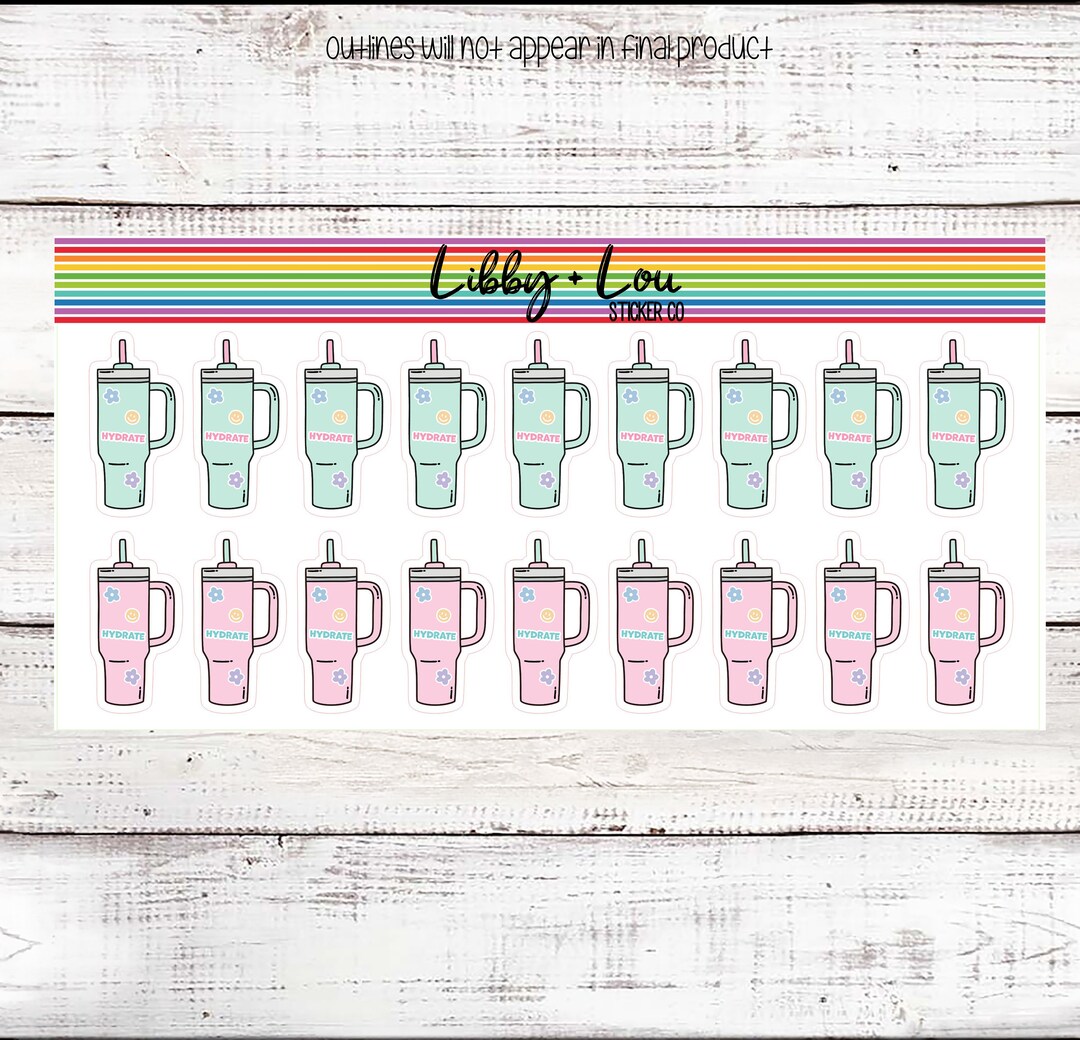 Hydrate Cup Planner Sticker | Libby and Lou Sticker Co - Etsy