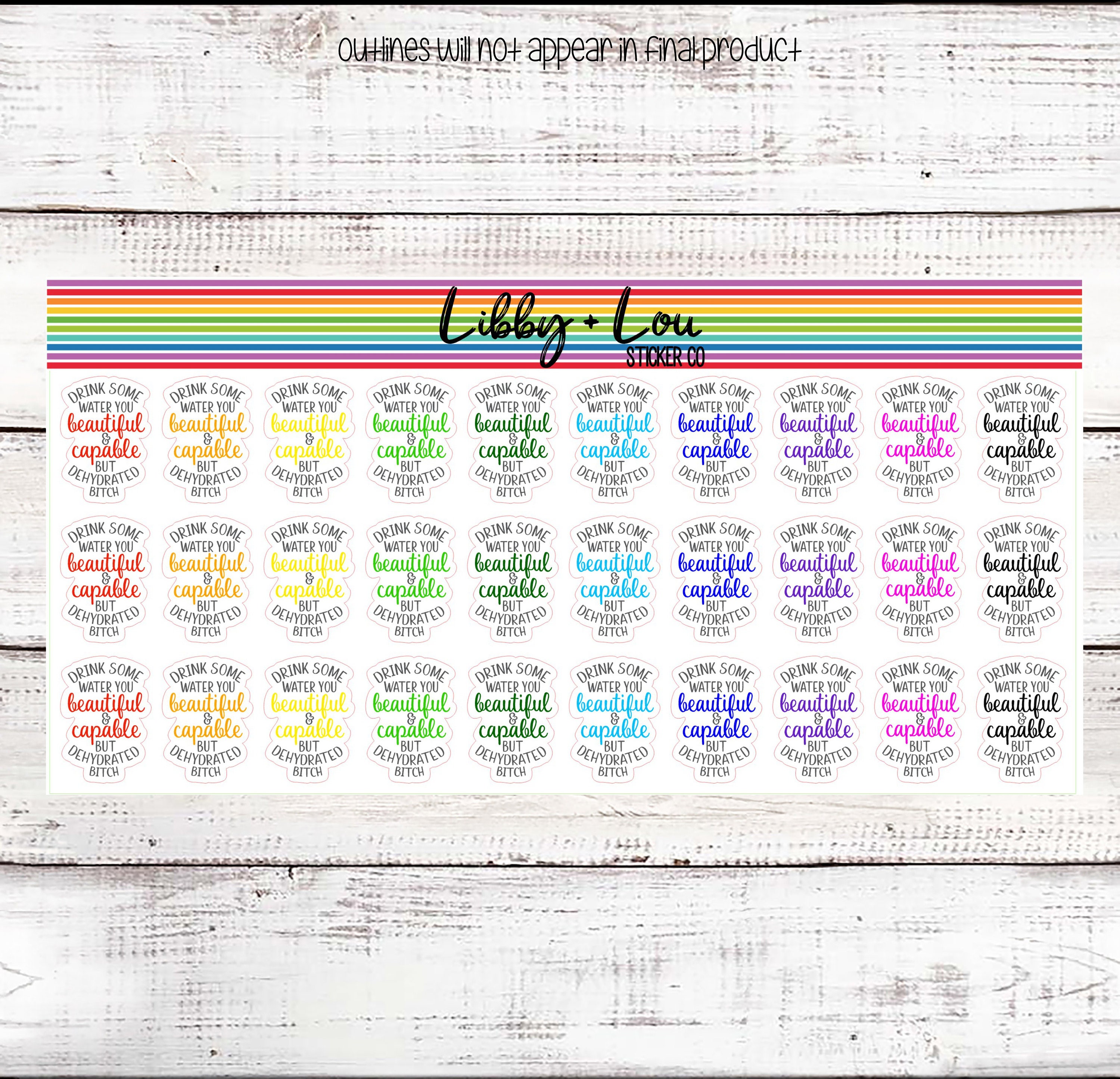 Water Tracker Planner Stickers | Water Bottles | Vertical Planner | A5 ...