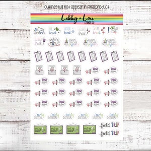 School Planner Stickers | Field Trip Stickers | No School | Testing ...