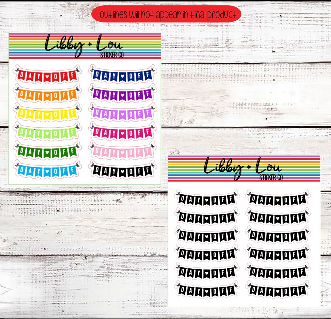Day off Planner Stickers | Rainbow + Neutral Banner Stickers | Work ...