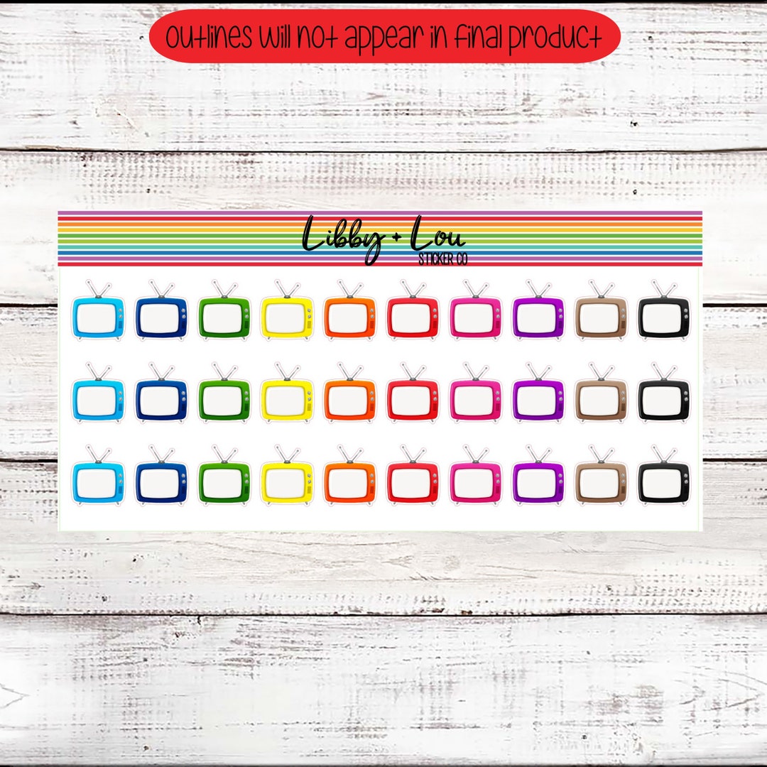 Television Planner Sticker | Rainbow Retro TV | to Watch | Binge Watch ...