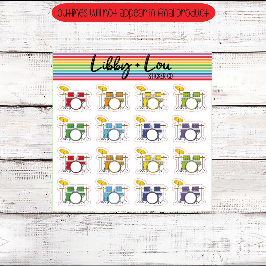 Drums Planner Sticker Music Lessons Band Sticker Libby and Lou Sticker ...