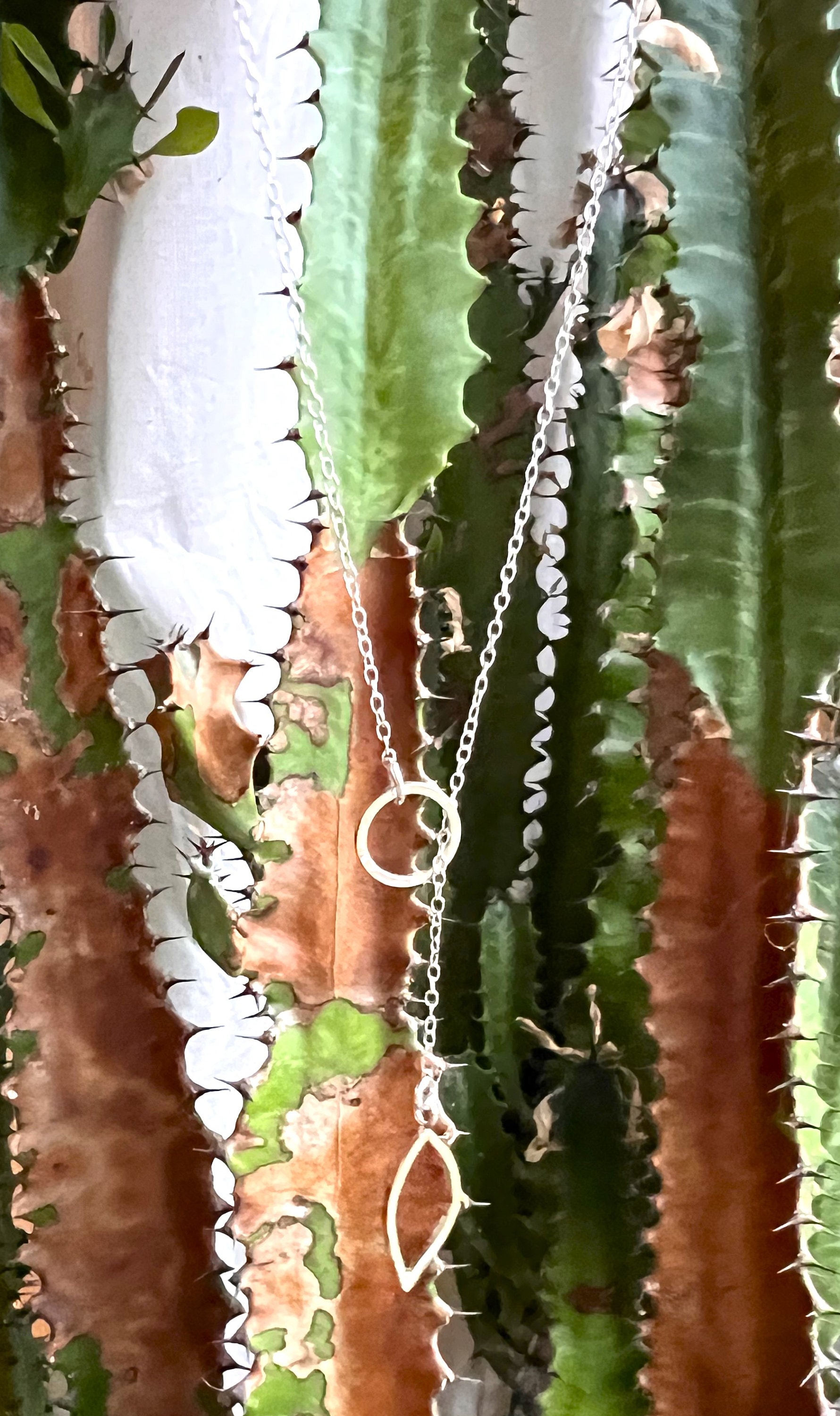 925 Sterling Silver Lariat Chain Necklace With Leaf Charms 17 Long ...