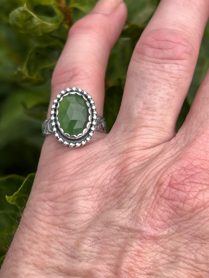 Handcrafted Green Serpentine Ring Size 7.25 925 Sterling - Etsy