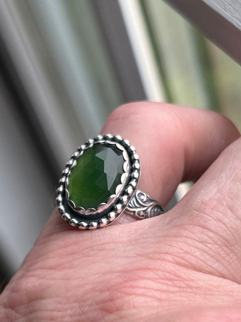 Handcrafted Green Serpentine Ring Size 7.25 925 Sterling - Etsy