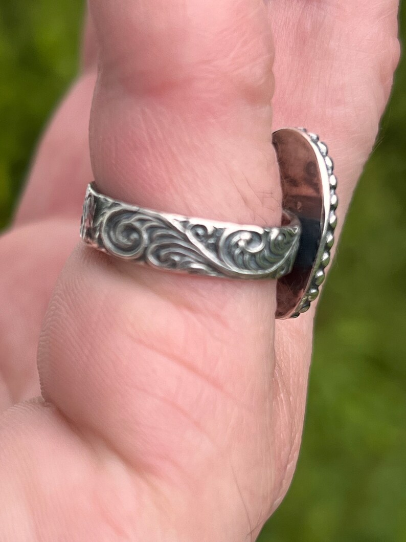 Handcrafted Green Serpentine Ring Size 7.25 925 Sterling - Etsy