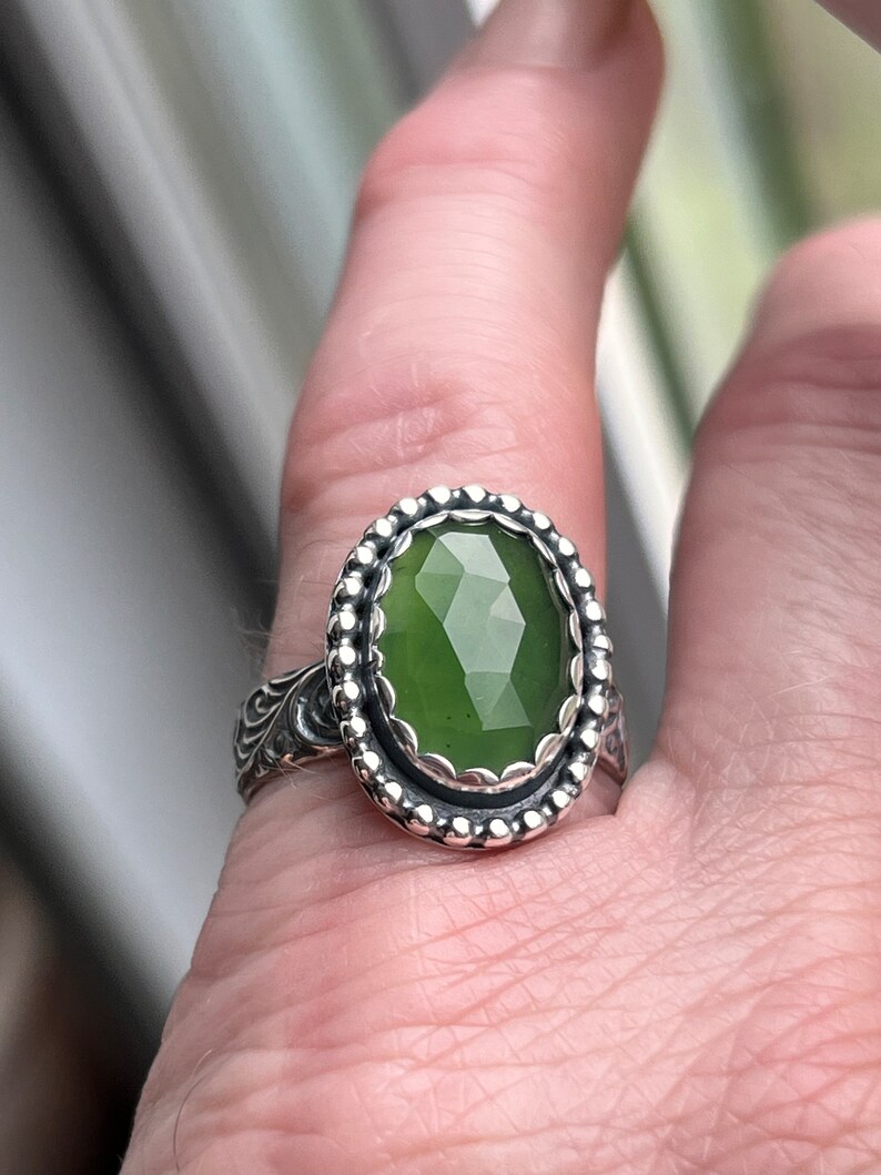 Handcrafted Green Serpentine Ring Size 7.25 925 Sterling - Etsy