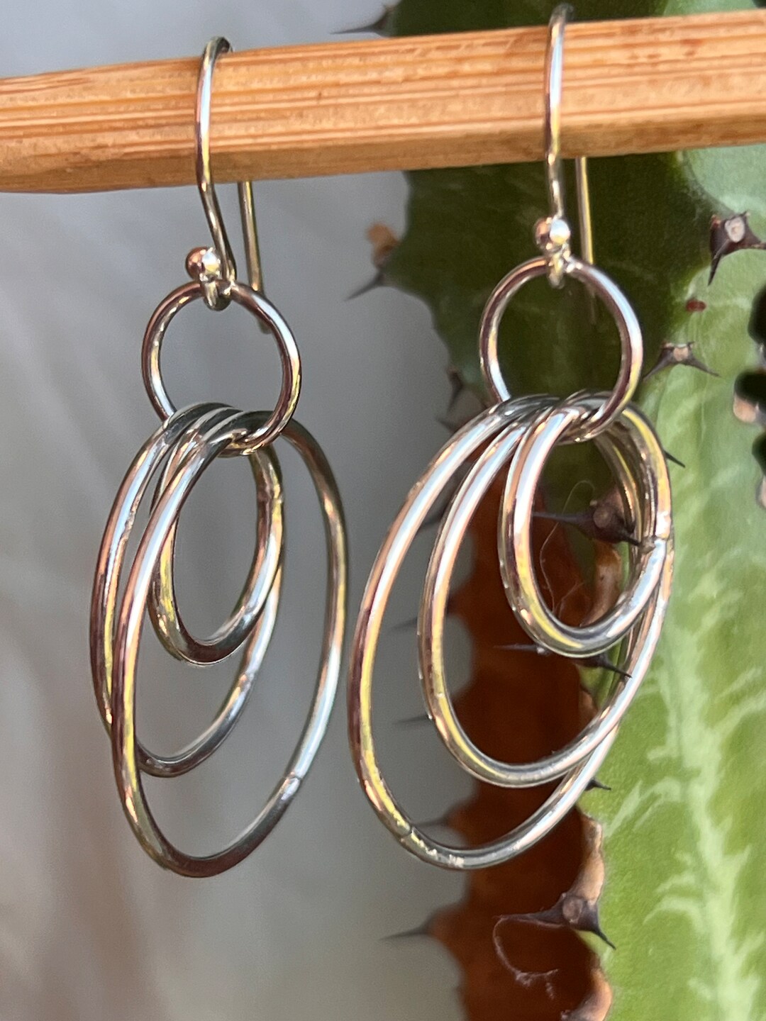 Multi Hoop Dangle Earrings Argentum 935 Silver Fused Circles 1 3/4 ...