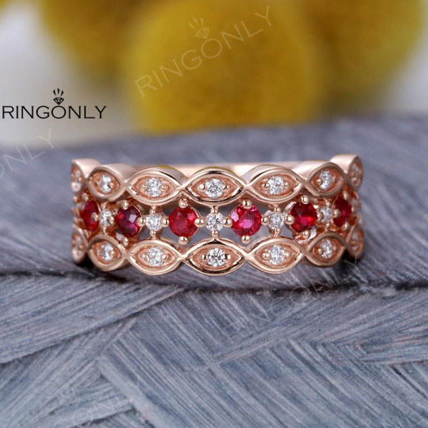 Ruby Wedding Band - Etsy