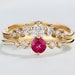 Natural Ruby Wedding Ring Set Ruby Engagement Ring Bridal Set - Etsy