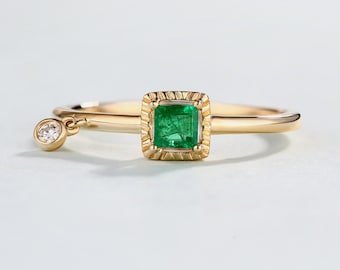 Open Diamond wedding Band Bezel set Simple Diamond Ring 14K | Etsy