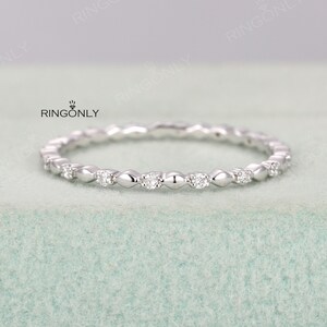 Delicate Diamond Wedding Band, White Gold Ring, Simple Wedding Band for ...