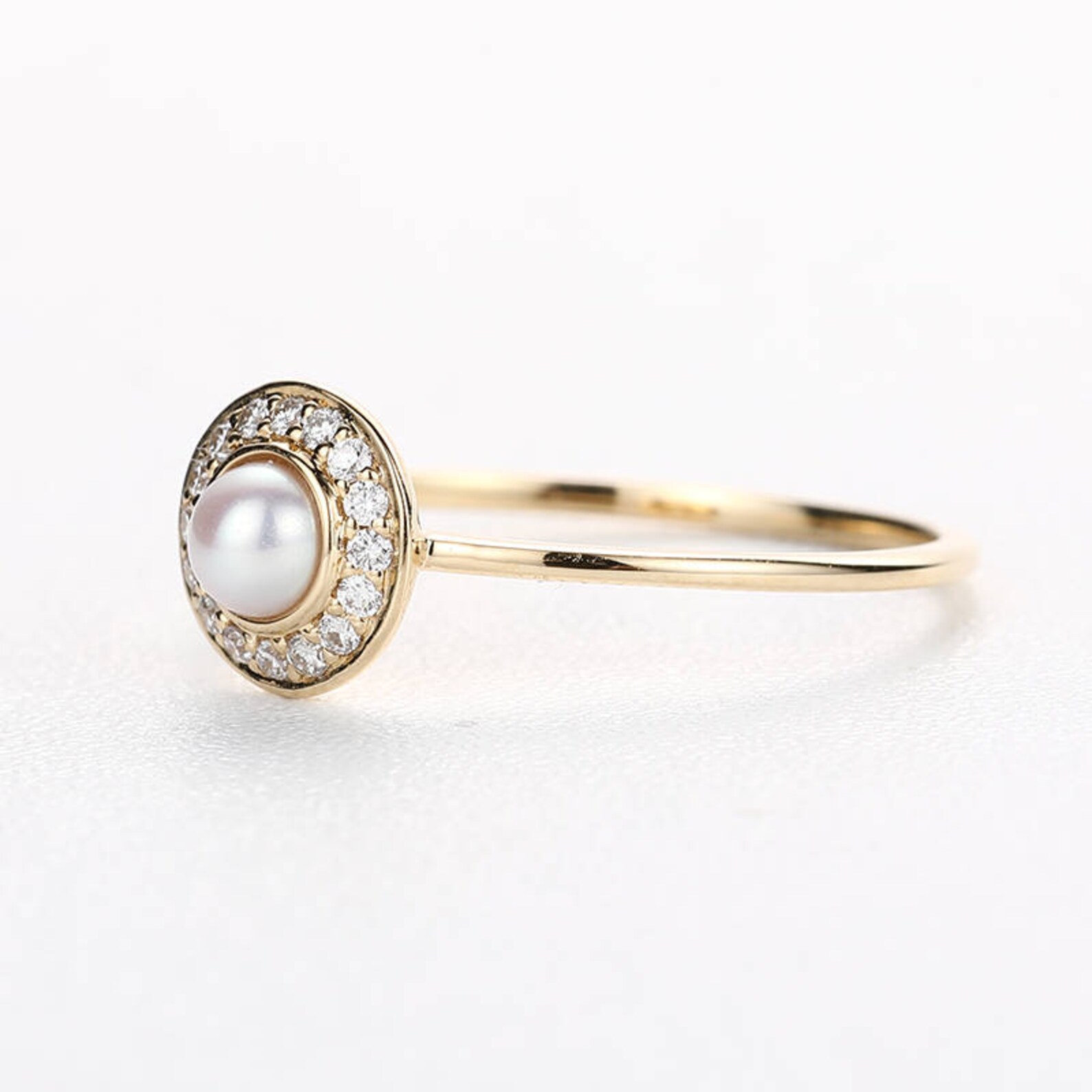 Pearl engagement ring Unique engagement ring Women Wedding | Etsy