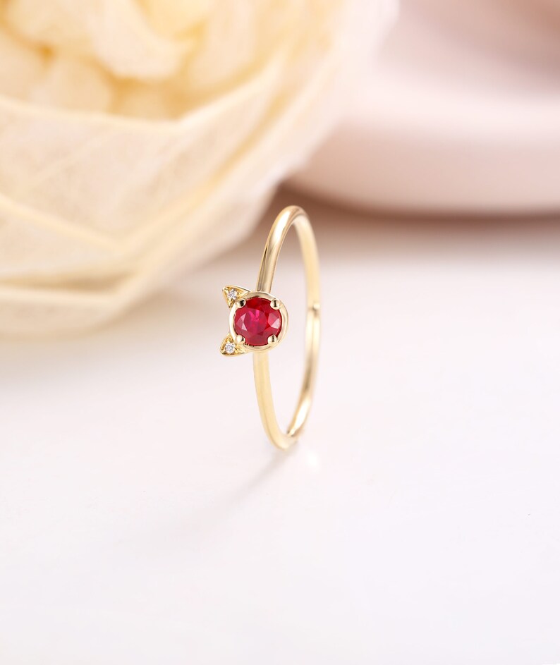 Animal Cat Ring Ruby Ring Unique Engagement Ring Women Wedding - Etsy
