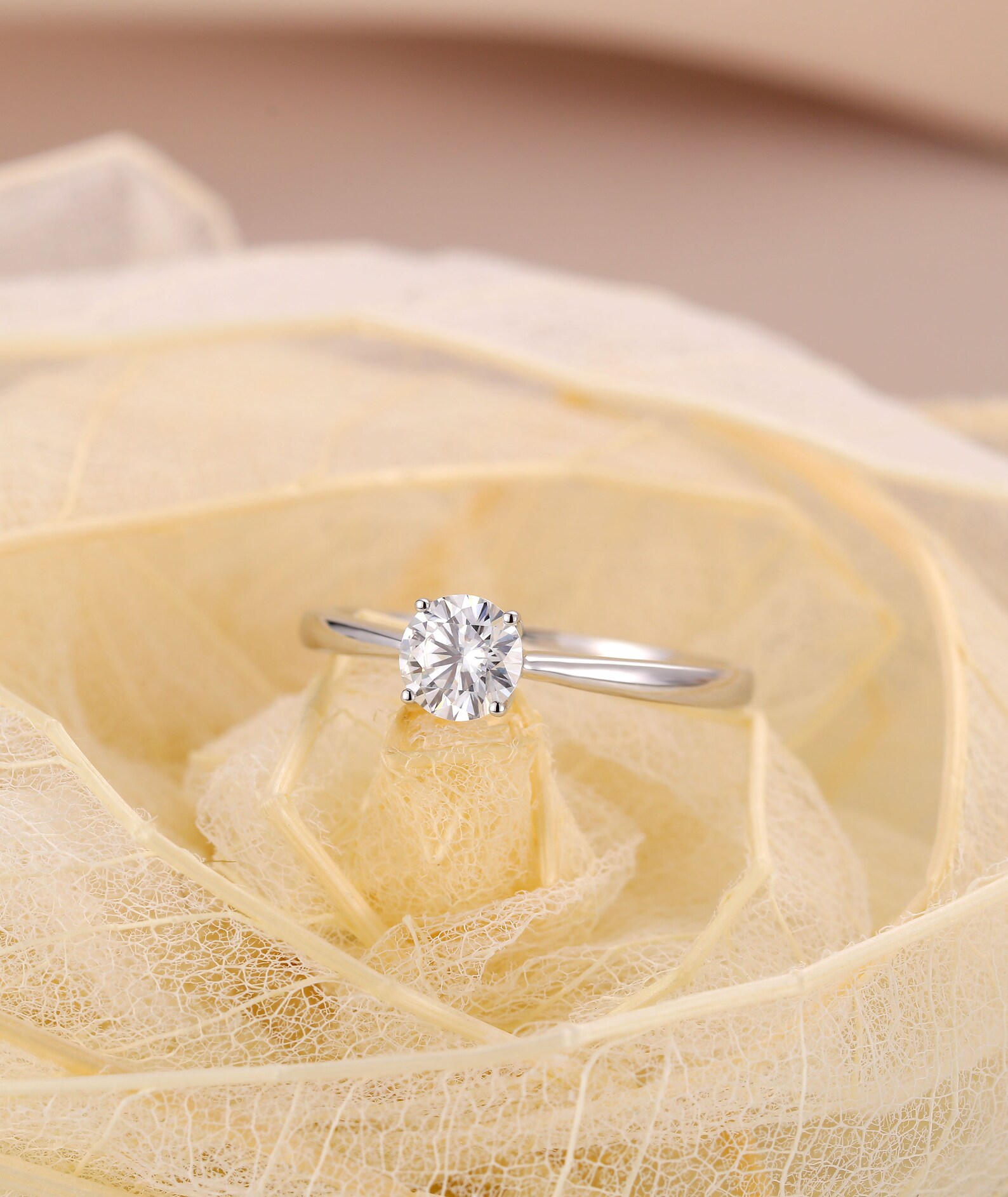 Moissanite Engagement Ring Solitaire Engagement Ring Unique - Etsy