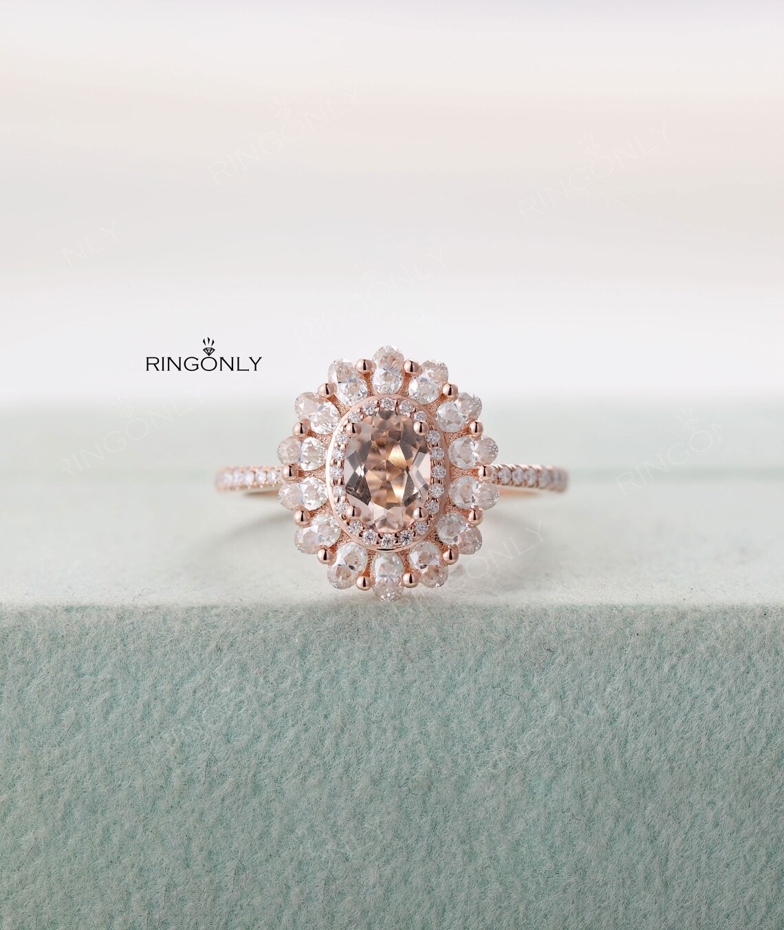 Morganite Engagement Ring Oval Cut Unique and Vintage - Etsy