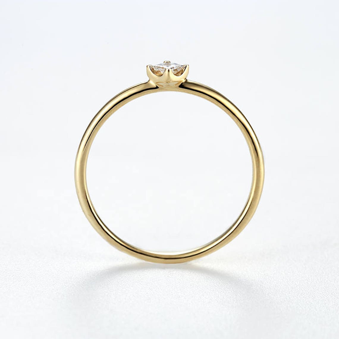 Simple Engagement Ring Solitaire Princess Cut Engagement Ring | Etsy