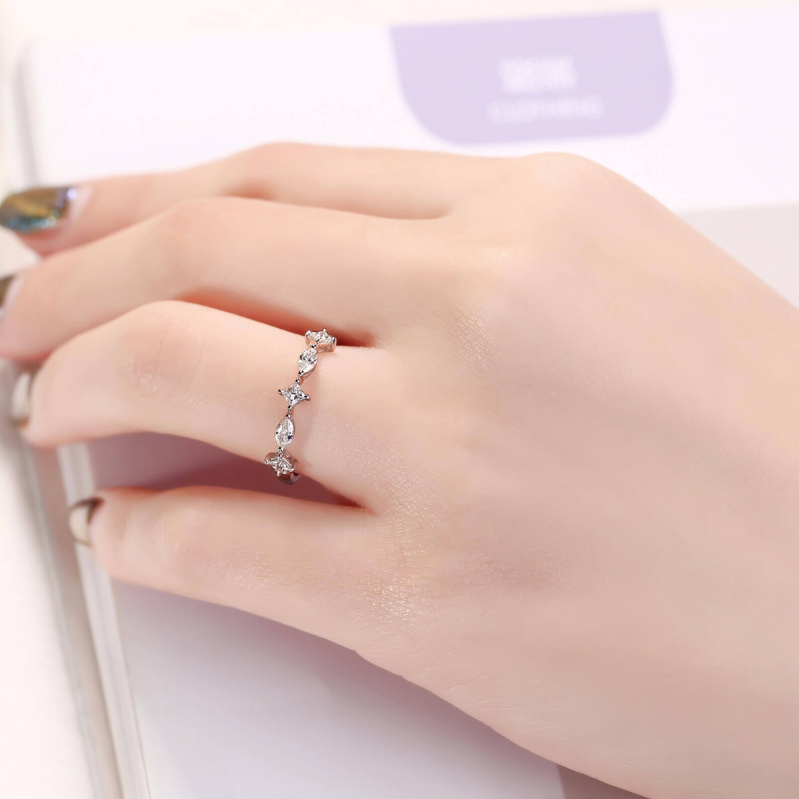 Unique Engagement Ring Princess Cut Wedding Band Marquise - Etsy