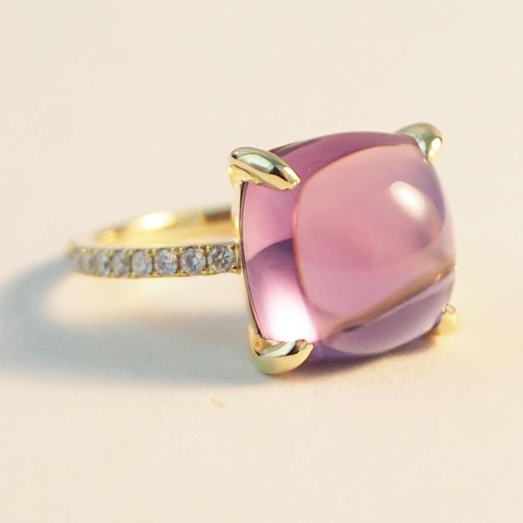 Minimalist Amethyst Engagement Ring Simple Large Amethyst Ring Prong ...