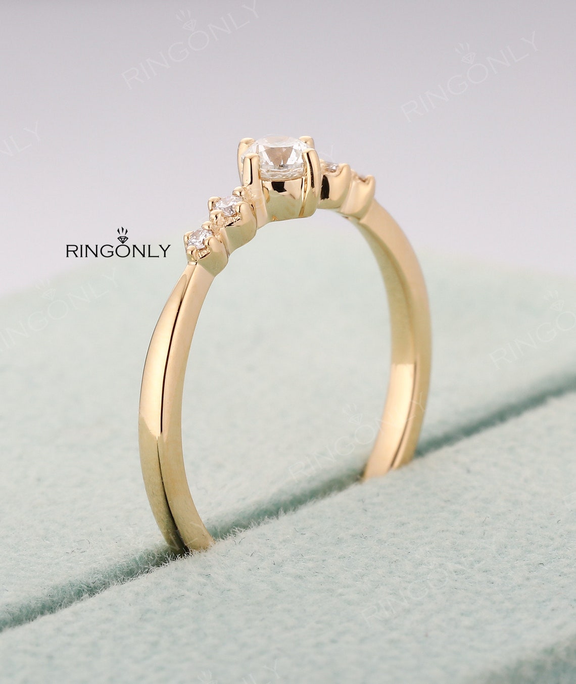 Moissanite Engagement Ring in Yellow Gold Diamond Wedding - Etsy